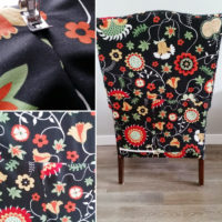 How to reupholster a wing back chair by Confessions of a Refashionista