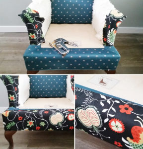 How to reupholster a wing back chair by Confessions of a Refashionista