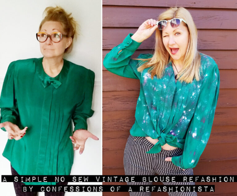 Simple No Sew Vintage Blouse Refashion by CoaR