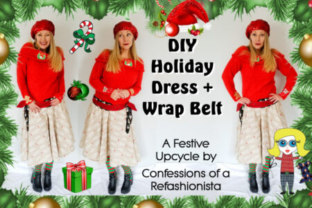 DIY Upcycled Refashioned Festive Holiday Dress + Wrap Belt ...