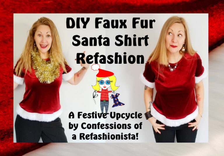 DIY Faux Fur Holiday Santa Shirt Refashion Tutorial - Confessions of a ...